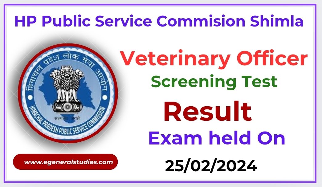 HPPSC Shimla Veterinary Officer SAT Result 2024 - General Studies HPPSC Shimla Veterinary Officer SAT Result 2024 - General Studies