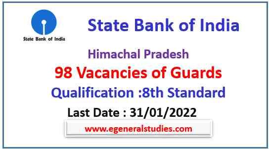 SBI Bank HP Guards Recruitment 2022 : Apply Now - General Studies