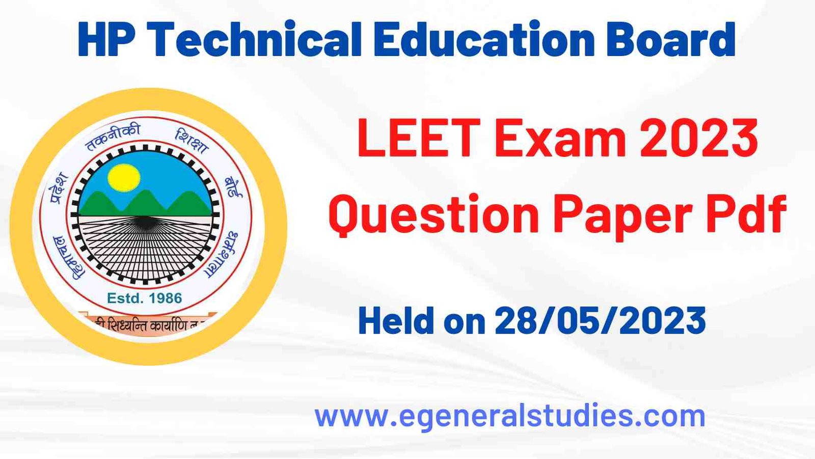 HP LEET Exam Question Paper Pdf Held on 28 May 2023 - General Studies