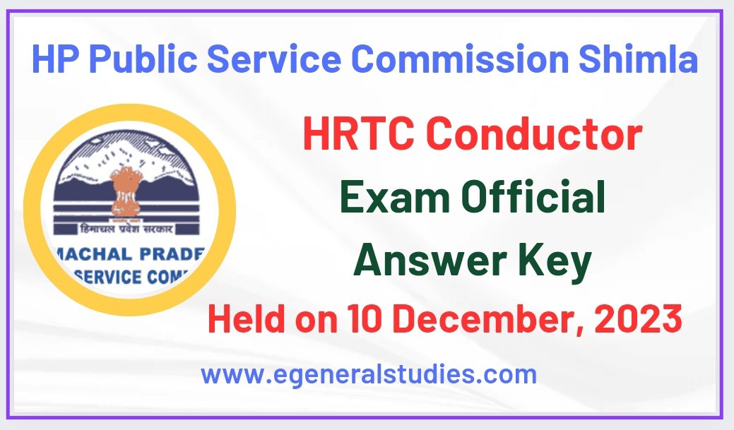 HRTC Conductor Exam Official Answer Key December 2023 -HPPSC Shimla ...