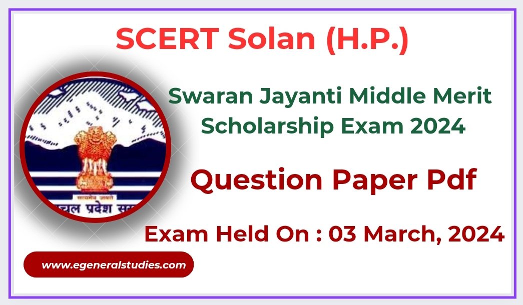 Swaran Jayanti Middle Merit Scholarship Exam 2024 Question Paper Pdf ...
