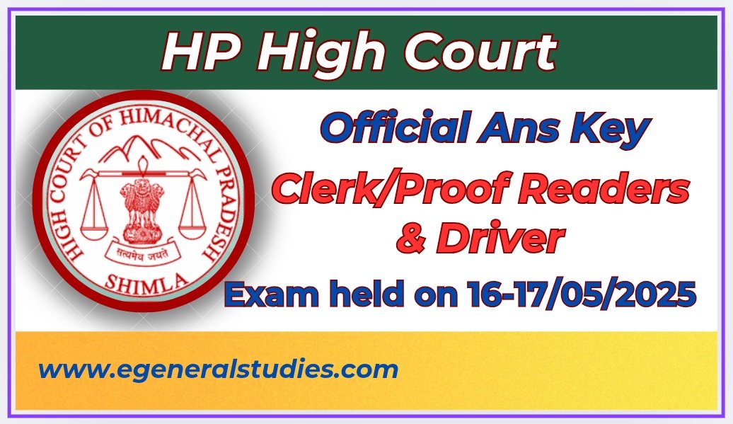 HP High Court Clerk/Proof Readers And Driver Screening Test Answer Key ...