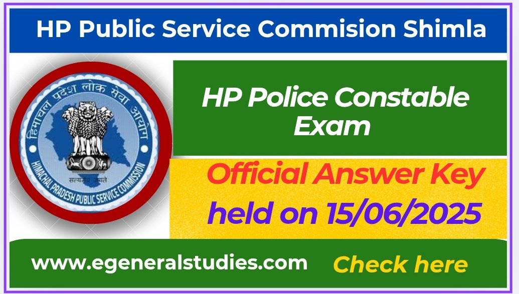 HP Police Constable Exam Official Answer Key 2025 - General Studies